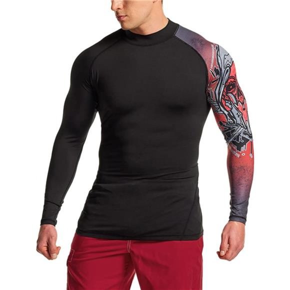 Swim | Mens Upf 5 Long Sleeve Rash Guard Water Surf Swimming Shirt ...